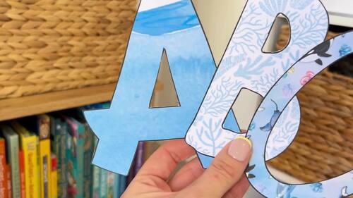 Ocean Blue Bulletin Board Letters | Editable Lettering Pack Decor Sea