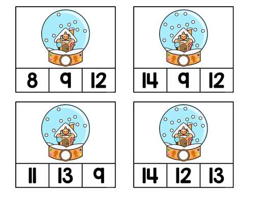Pre-k Math Center | Snow Globe Clip Cards 1-20 by B is for Bilingual