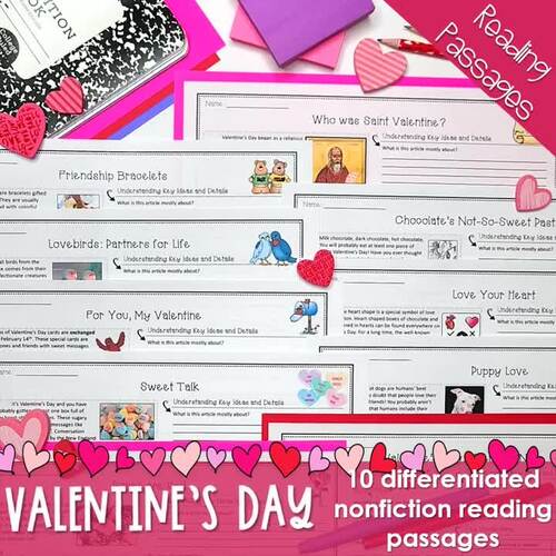 Valentine's Day Nonfiction Reading Comprehension Passages and Questions