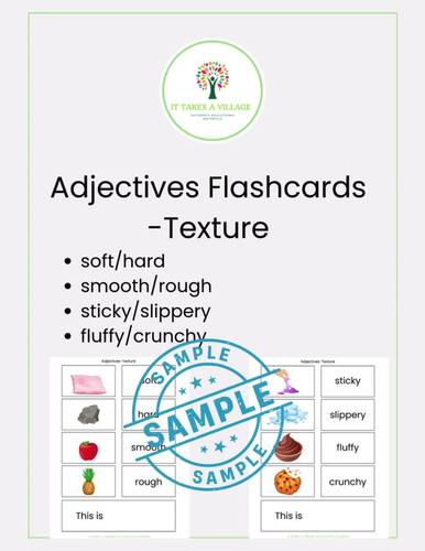 Adjectives Flashcards BUNDLE -by texture, size and taste-select and label