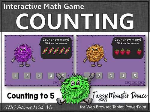 Counting to 5 Number Sense Interactive Math Game {Fuzzy Monster Dance}