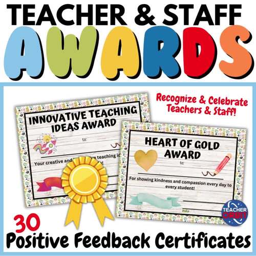 Teacher Awards Positive Feedback & Recognition Certificates School Staff
