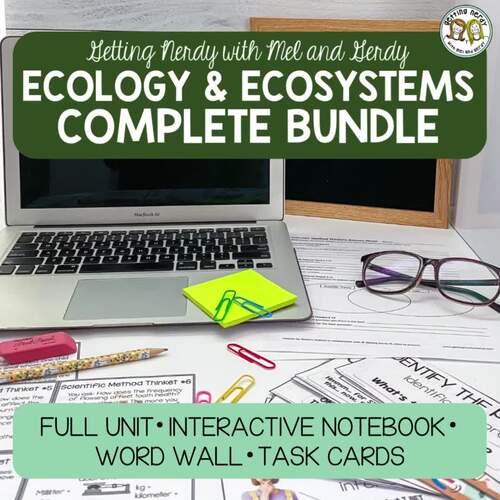 Ecology | Ecosystems Unit PLUS Interactive Notebook, Word Wall & Task Cards