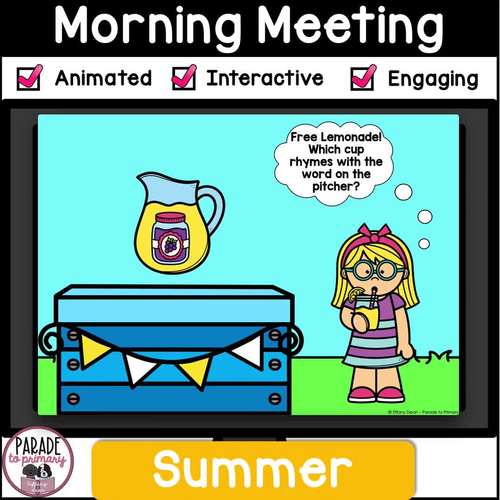 DIGITAL July Calendar & Morning Meeting - Summer - Boom Cards - PowerPoint