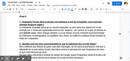 Le Petit Nicolas - Vidéo de la correction des questions du chapitre 5