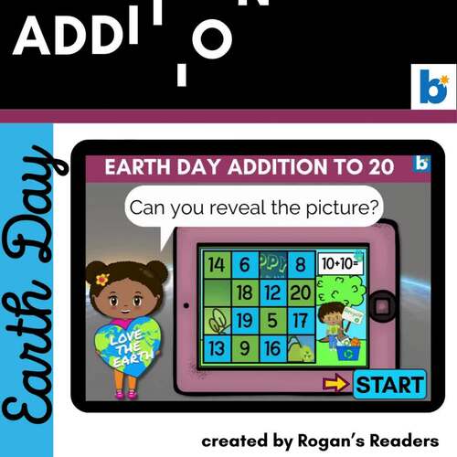Earth Day Math Activity Addition to 20 Boom Cards Mystery Picture