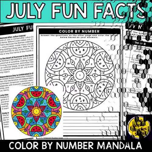 July Fun Facts Color by Number Reading Comprehension Passage | TPT