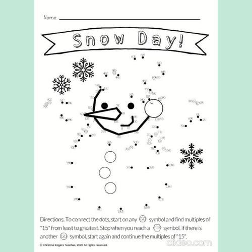 Winter Math Multiples Multiplication 5th 6th Connect the Dots Winter Math