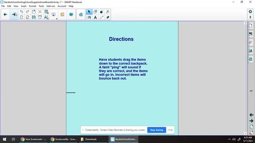 Back to School Sorting School Supplies Smart Board™ Activity | TPT