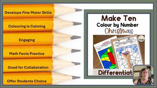 Christmas Make Ten Color by Code Worksheets | Differentiated Addition to 10