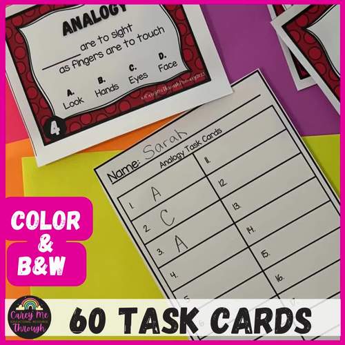 Figurative Language, Analogy Task Cards and Powerpoint - Centers, Do Nows