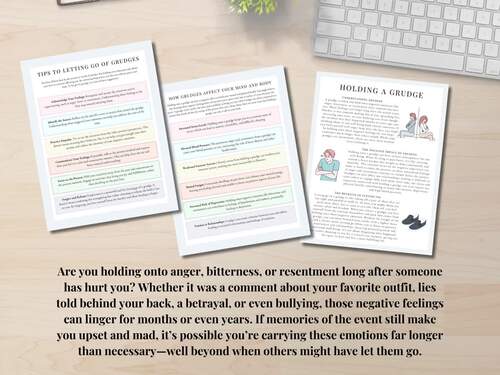 Forgiveness and Letting Go of Grudges Therapy Worksheets for school ...