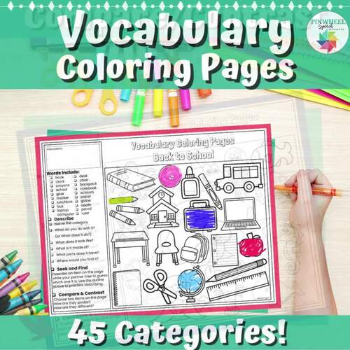 Vocabulary Coloring Pages Speech Therapy Coloring Sheets Vocabulary ...