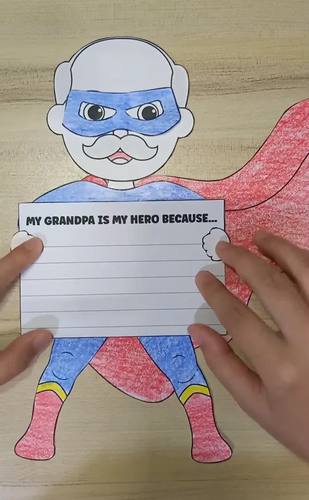 Grandparents Day Craft Super Hero Grandpa Grandma Activities Writing ...