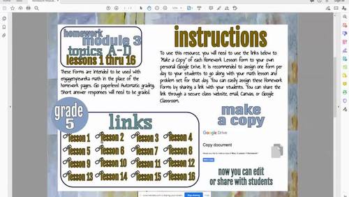 Homework on Google Forms Grade 5, Module 3, All Topics, Eureka Math ...