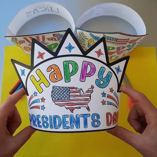 Presidents Day Crowns Hat Headband Craft | Presidents Day 2025 Coloring ...