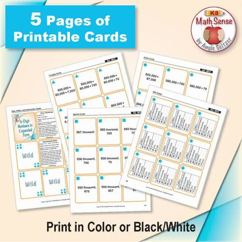 6-Digit Numbers in Expanded Form: Math Card Games & Place Value ...