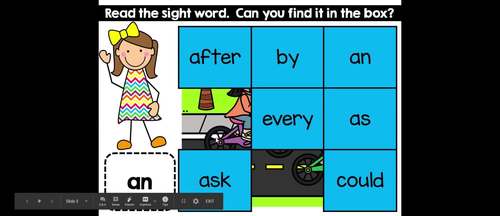 1st Grade Sight Words Set 1 Mystery Picture Google Slides™ | TPT