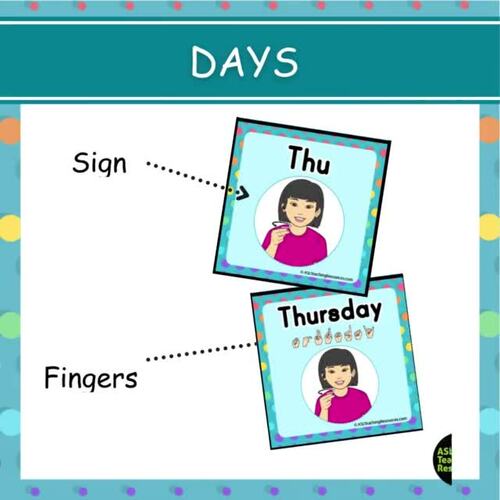 Pocket Chart Calendar Cards Sign Language Numbers Days Years 2022 -2031