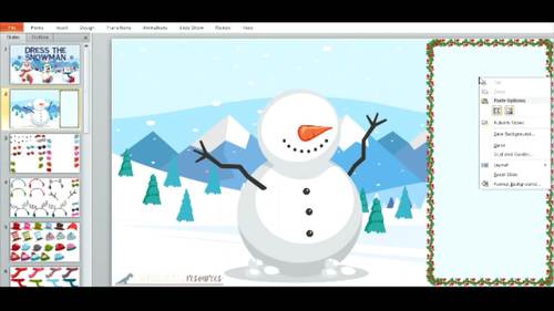 Christmas Activity Game Dress The Snowman for Powerpoint with Movable ...