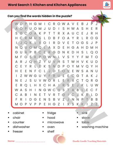 House & Furniture Vocabulary Word Search – 5 Worksheets, 70 Items