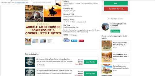 Europe in the Middle Ages PowerPoint and Cornell Style Note Sheets