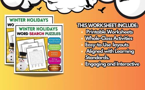 Fun December Winter Holidays Word Search Activities 4th,5th,6th,7th,8th ...