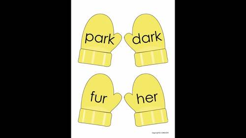 Winter Themed Rhyming Activity - Mitten Match II (bossy r & digraphs ...