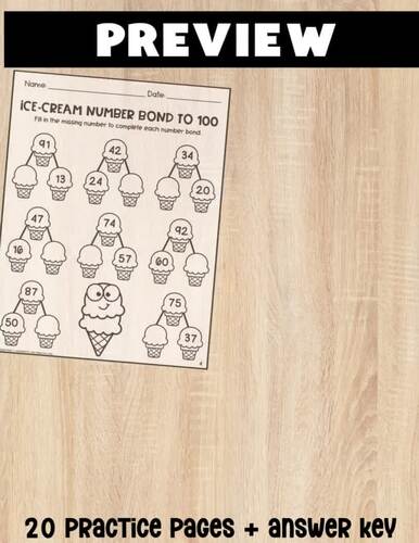 Ice Cream Number Bonds to 100 | Missing Addend Summer Math Practice