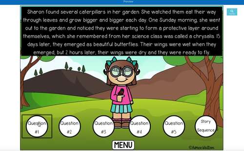 Bugs Themed Auditory Comprehension, Sequencing, and Story Retell Boom Cards