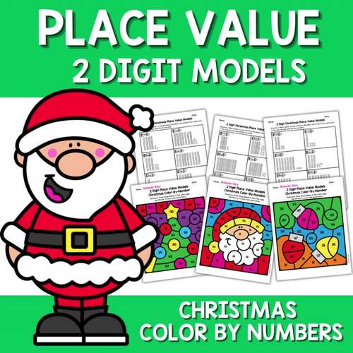 Christmas Place Value Color by Number 2 Digit Base 10 Blocks Fun ...