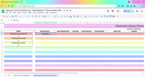 Classroom Library Log, Student Book Checkout, Editable Reading Google ...