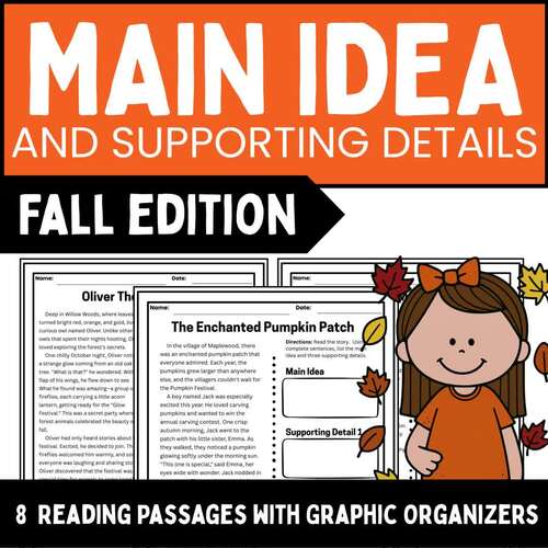 Fall Theme Main Idea & Supporting Details with Graphic Organizer 3rd ...