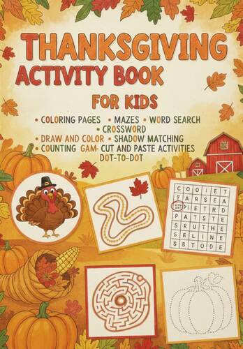 Thanksgiving Activity Book for Kids | K-3 No Prep Printables | Puzzles ...