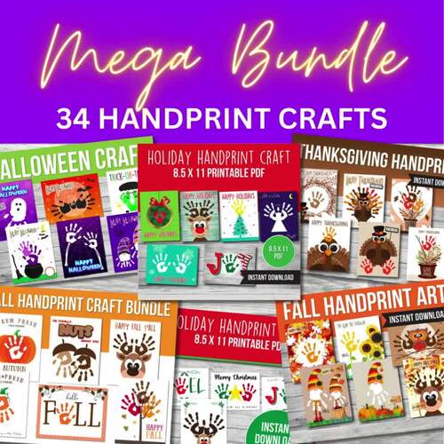 Handprint Craft MEGA Bundle, 34 Handprint Art Holiday Options ...