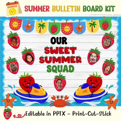 Summer Bulletin Board Kit | Editable Student Photo Display Strawberry ...