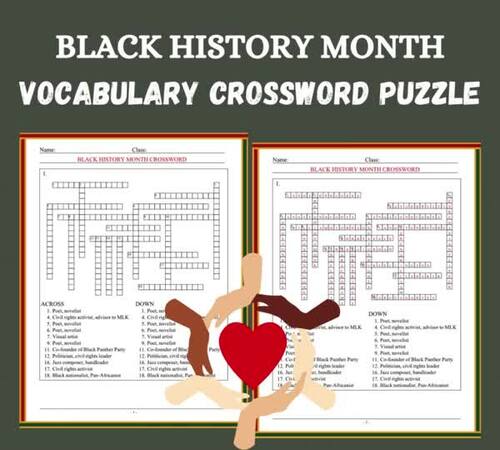 VOCABULARY BLACK HISTORY MONTH FREEBIE: Famous African Americans Crossword