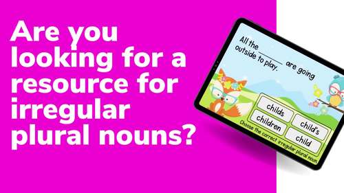 Irregular Plural Nouns Digital BOOM CARDS Distance Learning by Fiddleheads