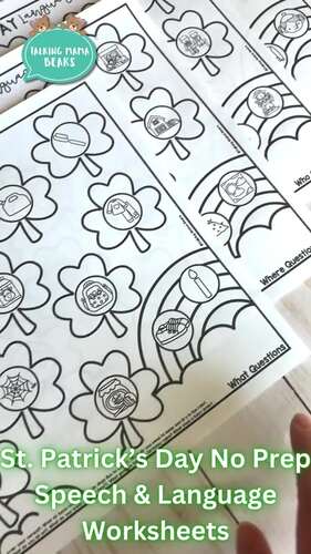 No Prep St. Patrick's Day Speech Sound & Language Worksheets | TPT