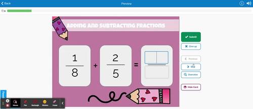 Adding & Subtracting Fractions (Unlike Denominators) Boom Card Digital ...