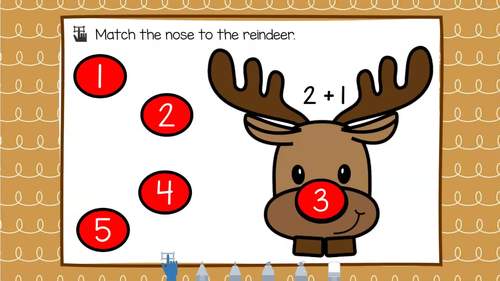 Pin the Nose on the Reindeer: Addition within 5 Activities for Seesaw