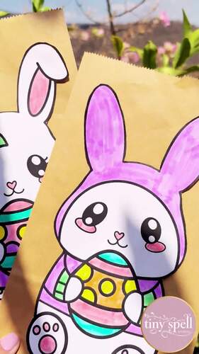 Easter Egg Hunt Bag Craft – Boy and Girl Easter Bunny Templates, Spring ...