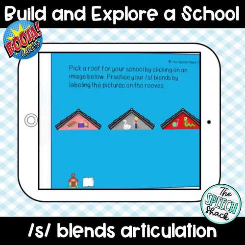 School articulation BOOM Cards™- Build and Explore a School- /s/ blends