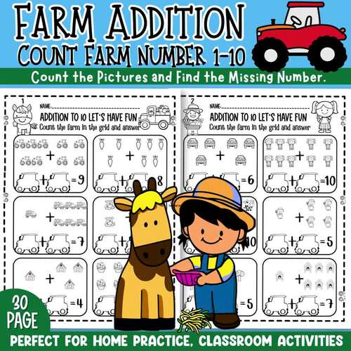 Farm Counting 1-10 Worksheets - Count the Pictures & Find the Missing ...