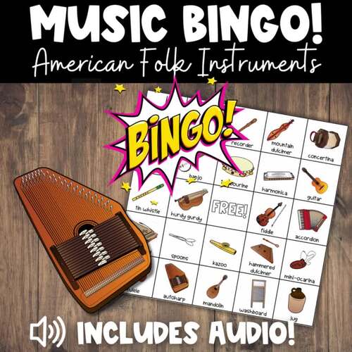 Folk Instruments Music Bingo Game | Audio Examples for Each Instrument!