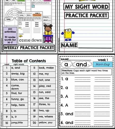 Dolch Pre-Primer Sight Word Weekly Packet (20 weeks) NO PREP | TPT