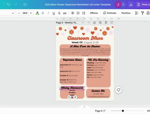 Editable Classroom Newsletter | Retro Floral | Customizable Teacher Letter