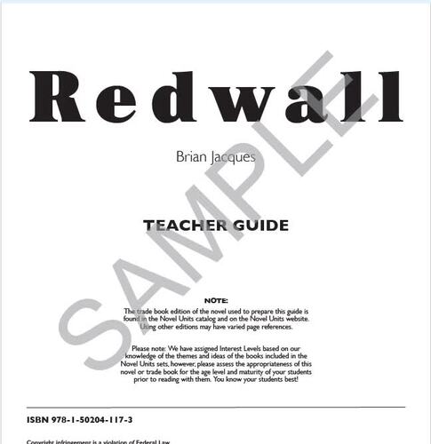 Redwall Novel Units® Teacher Guide Novel Study | TPT