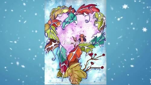 Winter Heart Bird Wall Art Crafting, Card Making 3 Sizes + Bookmark ...