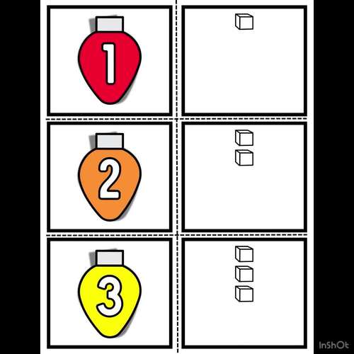 Holiday Lights Place Value Matching Cards | Numbers 1–20 | Tens & Ones
